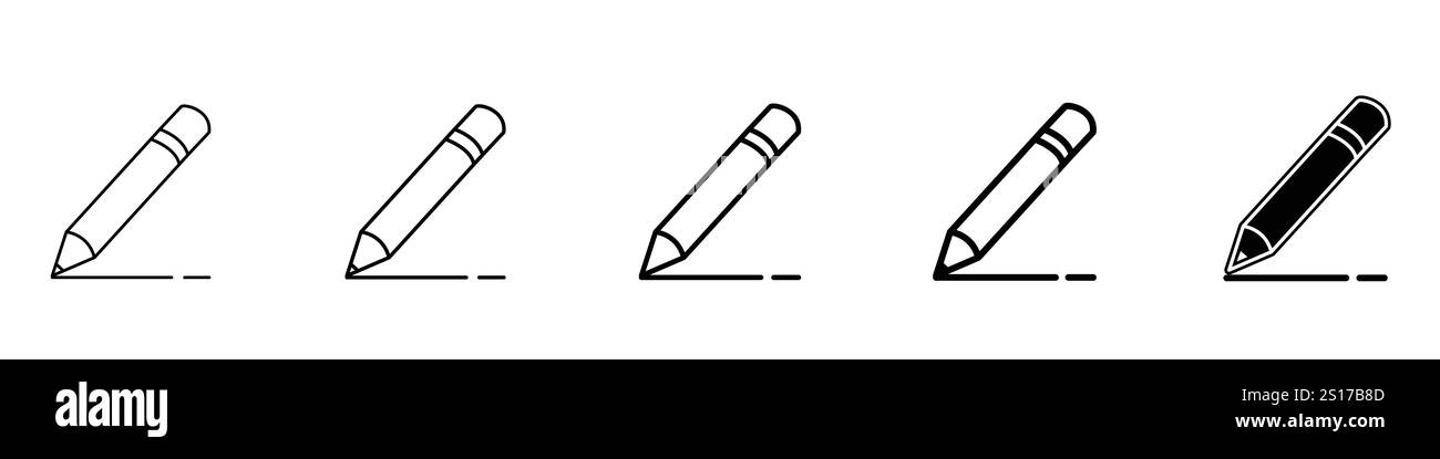 Set of 5 Pencil icon - 1 Silhouette - 1 unexpanded vector - Animated ...
