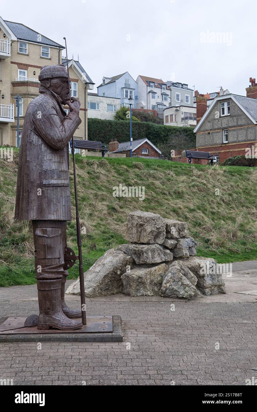 High Tide and Short Wellies, steel sculpture of a fisherman on filey ...
