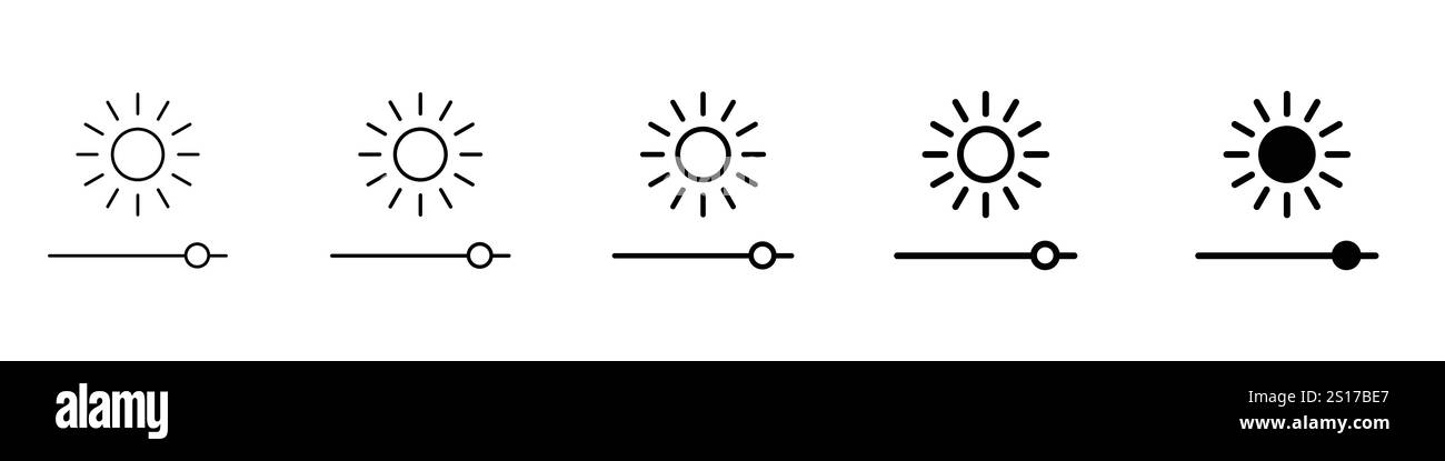 Set of 5 Brightness Level icon - 1 Silhouette - 1 unexpanded vector ...