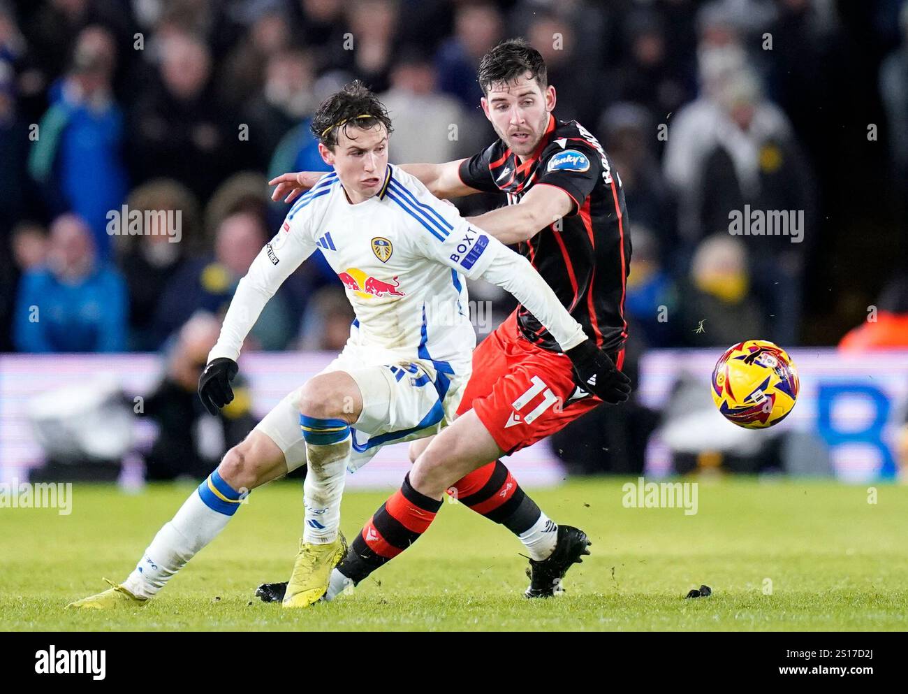 Leeds United's Brenden Aaronson (left) and Blackburn Rovers' Joseph ...