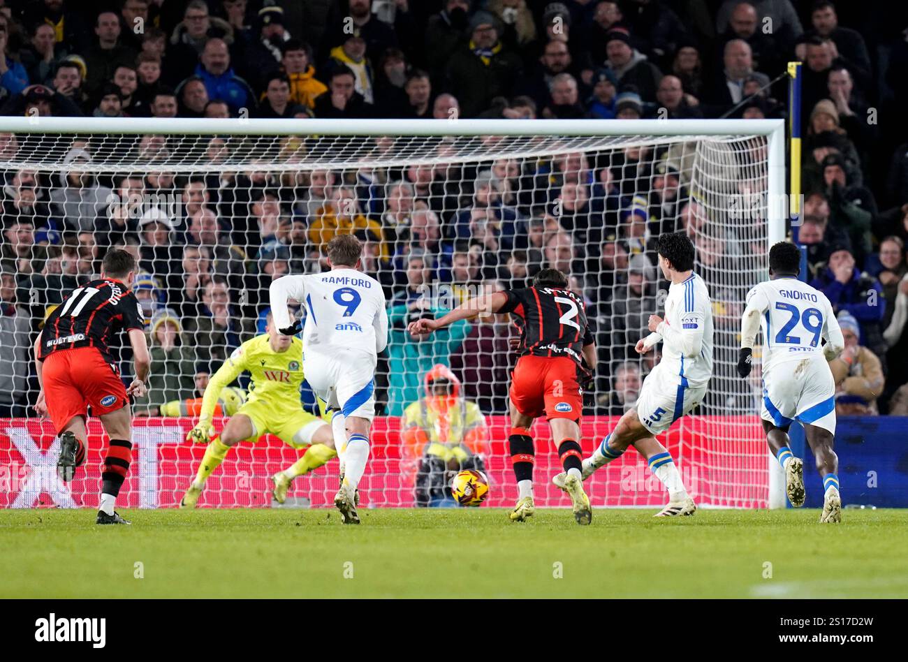 Leeds United's Pascal Struijk scores their side's first goal of the ...