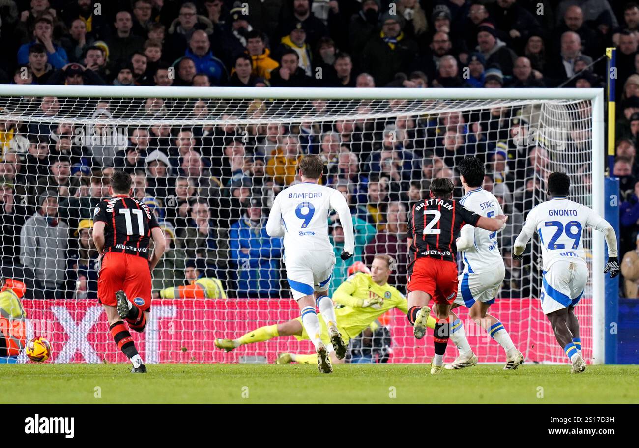 Leeds United's Pascal Struijk scores their side's first goal of the ...
