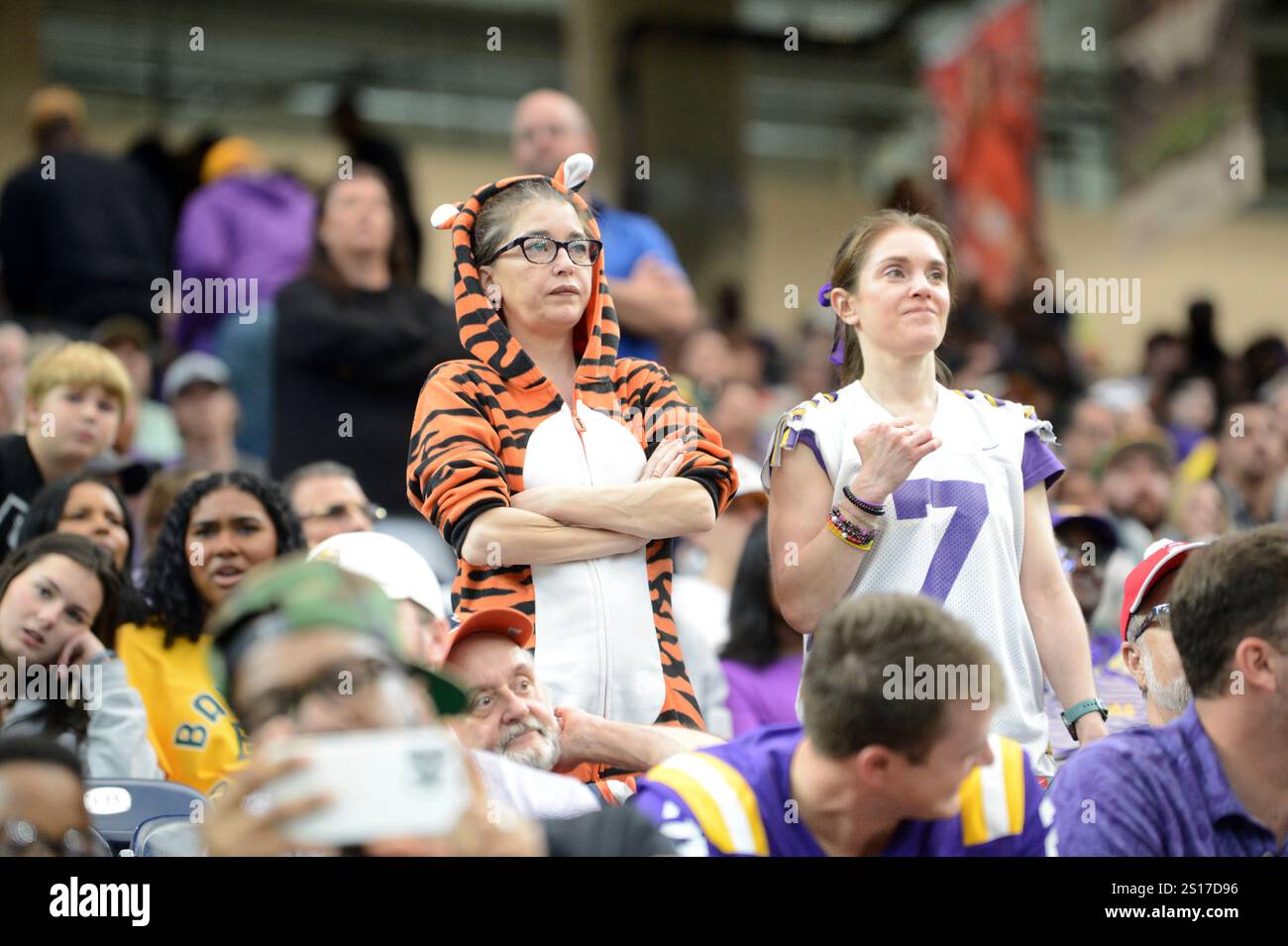 HOUSTON, TX - DECEMBER 31: LSU Tigers fans watch action during the ...