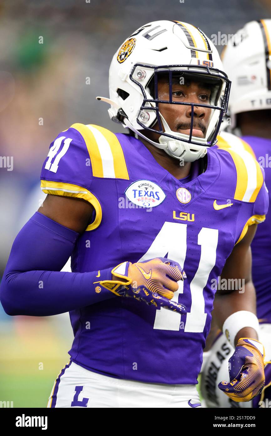 HOUSTON, TX - DECEMBER 31: LSU Tigers CB Justin Echols warms up prior to the Kinder's Texas Bowl ...