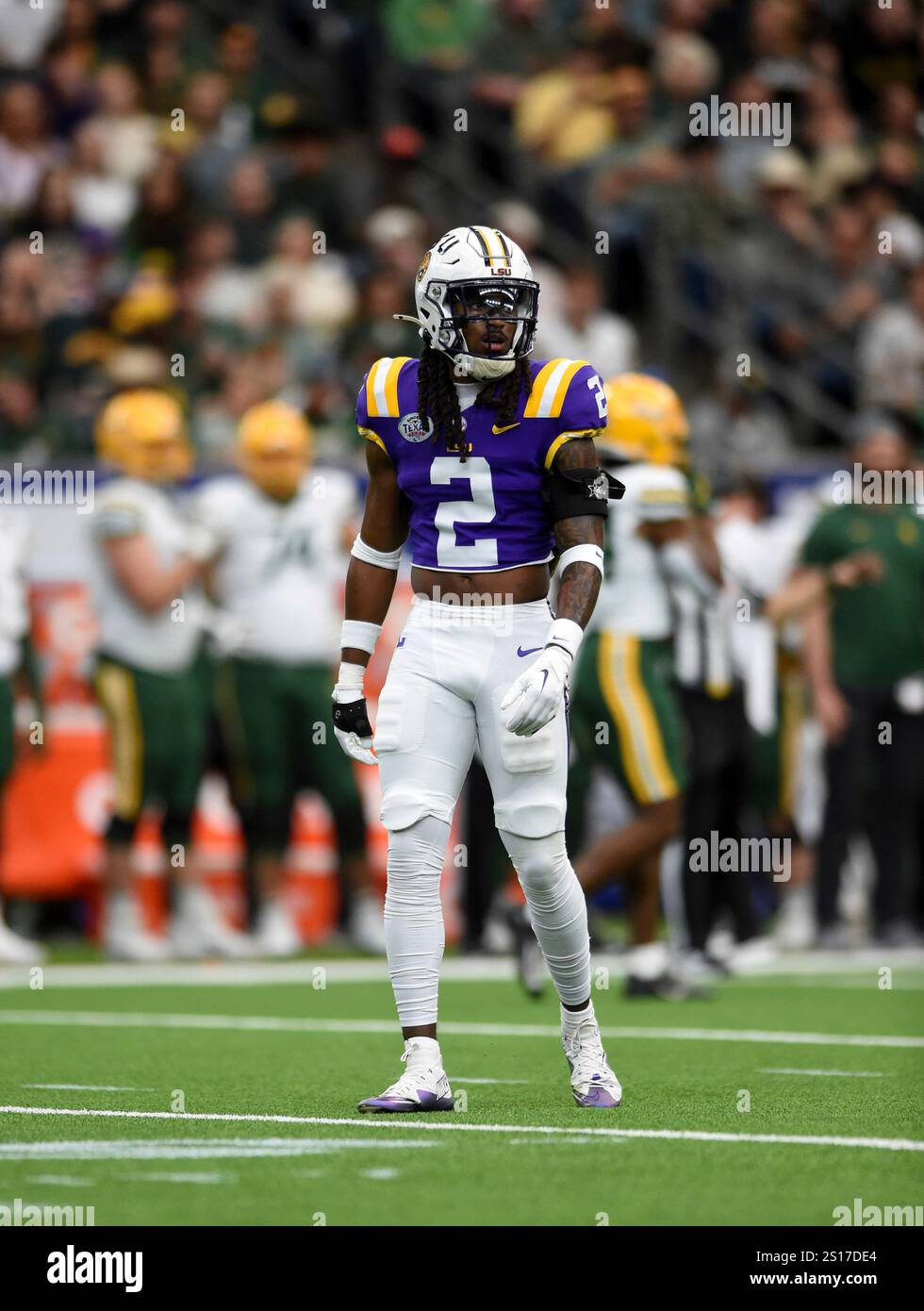 HOUSTON, TX - DECEMBER 31: LSU Tigers DB Jardin Gilbert gets ready for ...