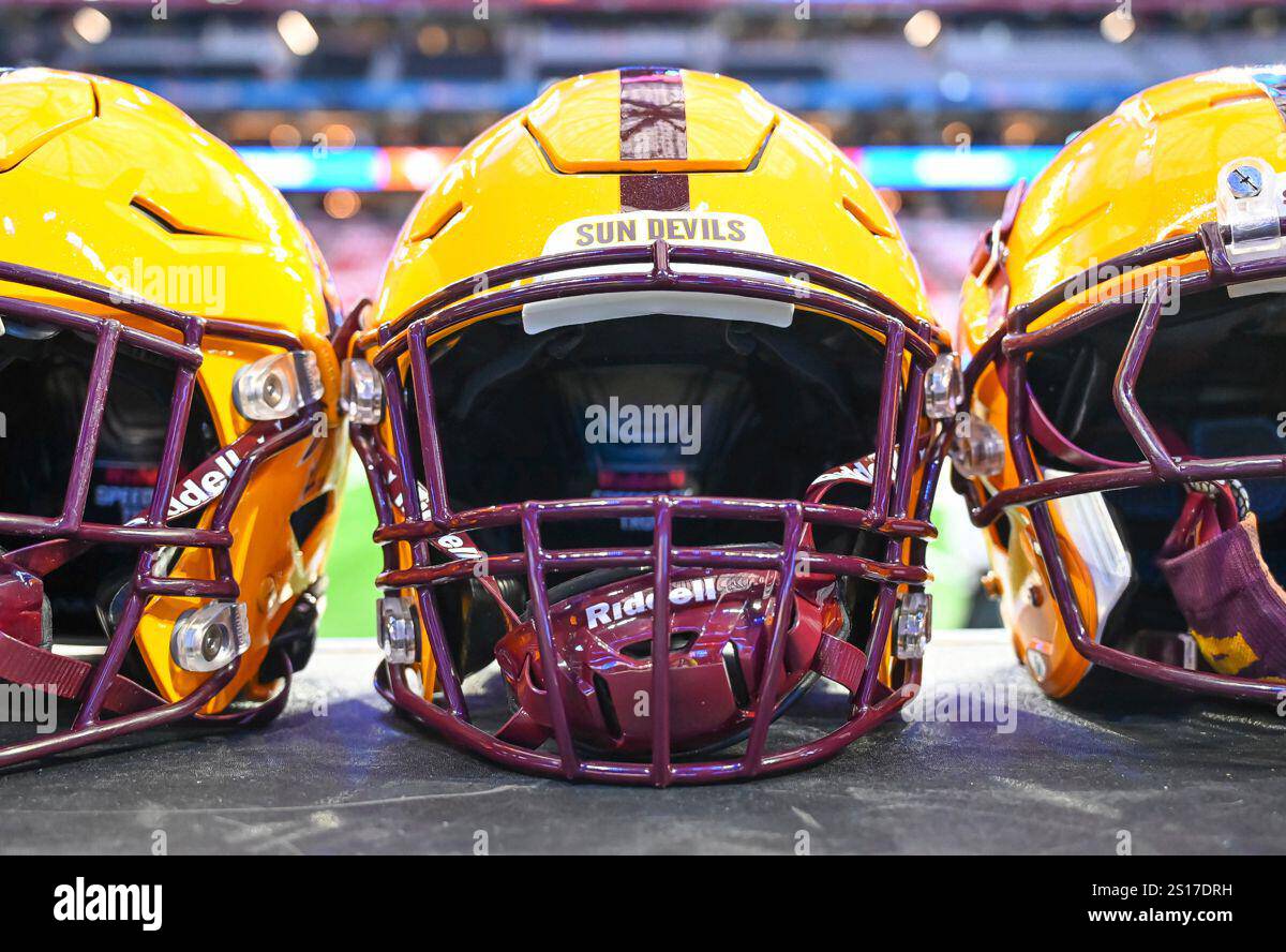 ATLANTA, GA - JANUARY 01: An Arizona State Sun Devils helmet during the ...