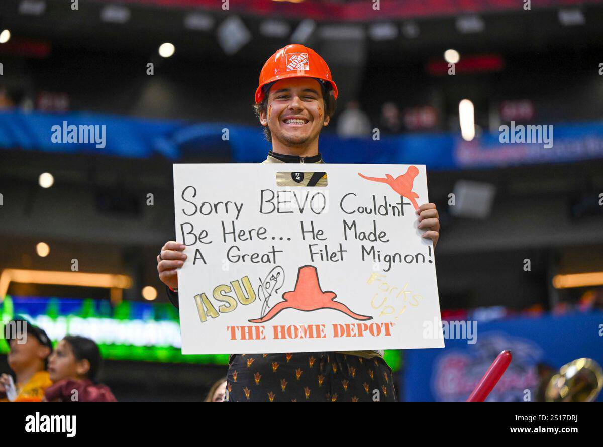 ATLANTA, GA - JANUARY 01: An Arizona State Sun Devils fan during the ...
