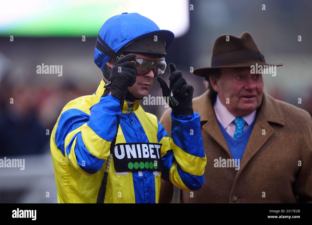 Jockey Nico De Boinville And Trainer Nicky Henderson Before The Dornan