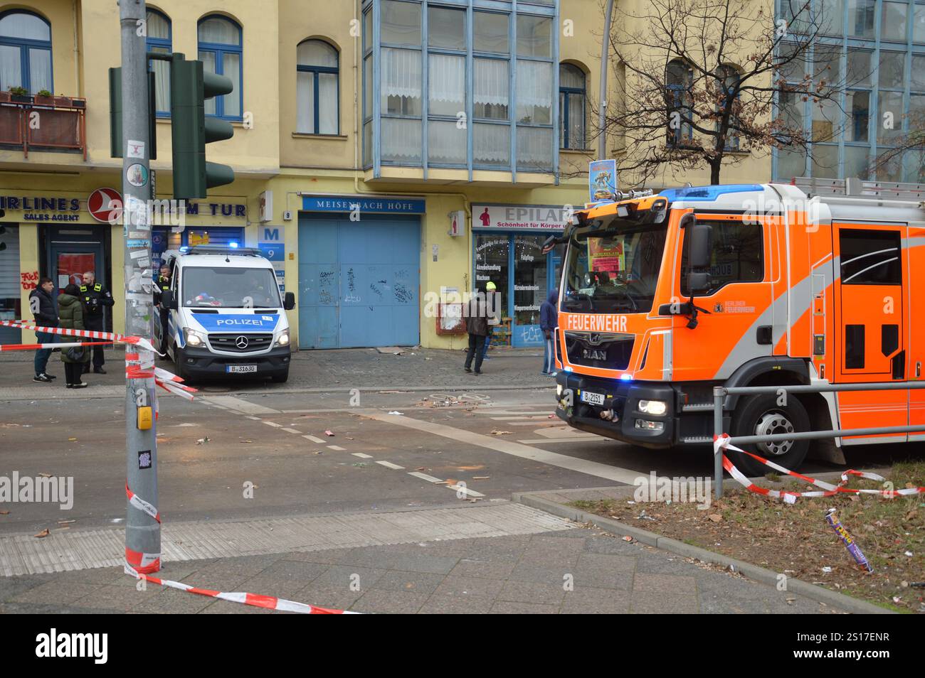 Berlin, Germany - January 1, 2025 - The police cordons off the ...