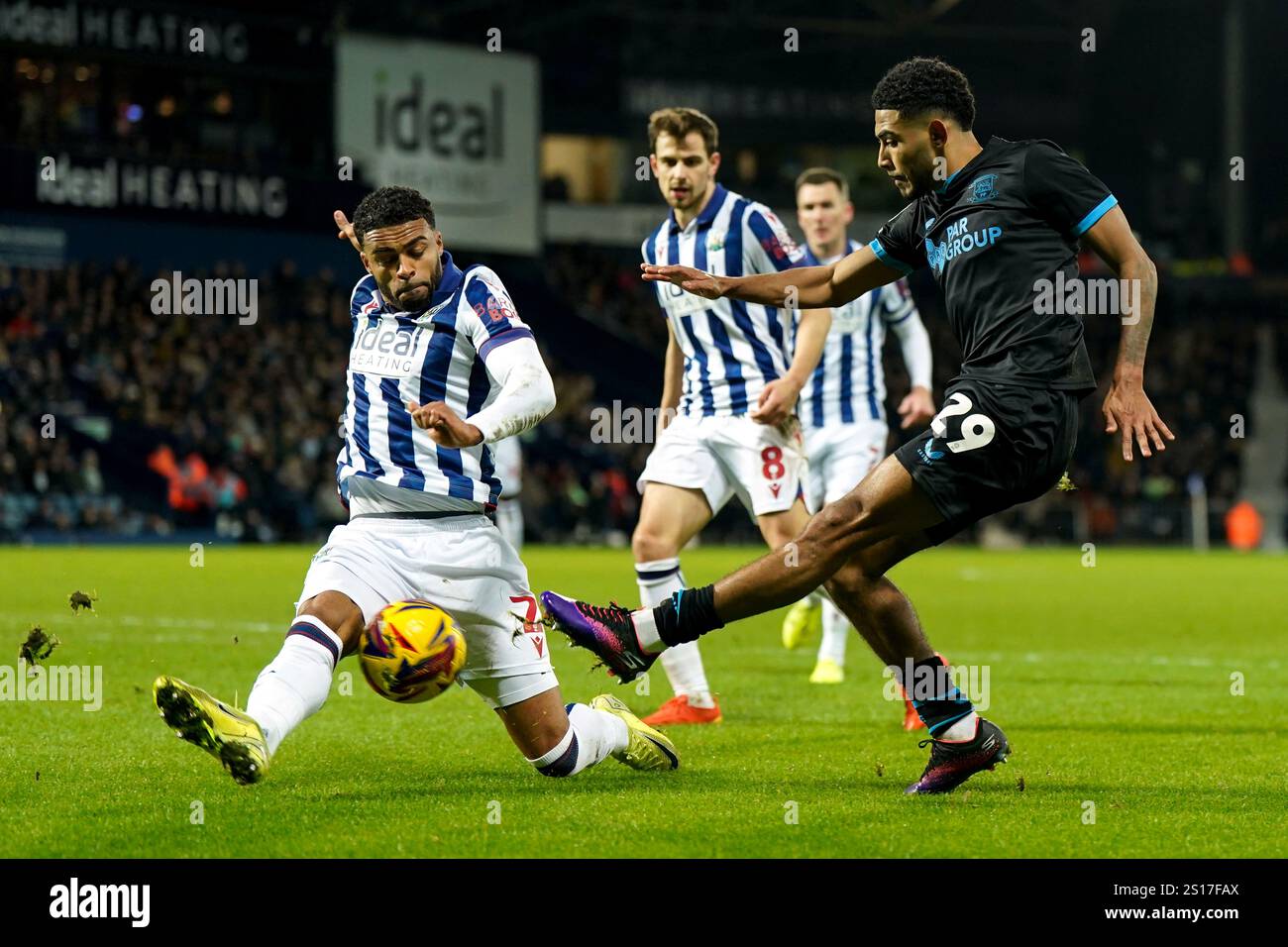 West Bromwich Albion's Darnell Furlong bDarnell Furlonglocks a cross by ...