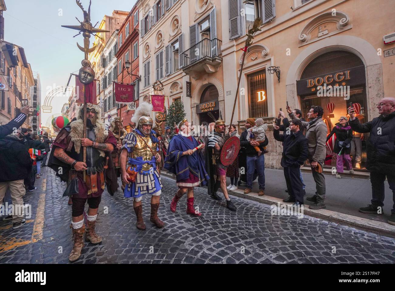 Rome, Italy 1 January 2025 Performers dressed as Roman Soldiers ...