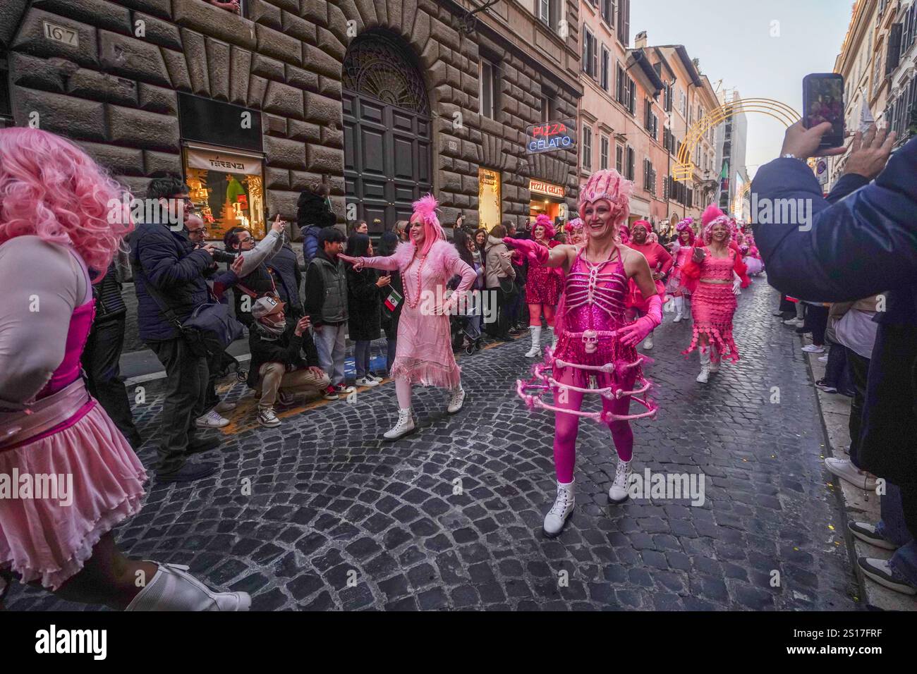 Rome, Italy 1 January 2025 The Cotton Candies Marching Krewe performing ...