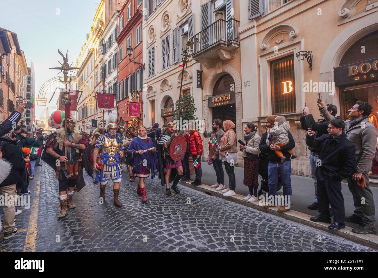 Rome, Italy 1 January 2025 Performers dressed as Roman Soldiers ...