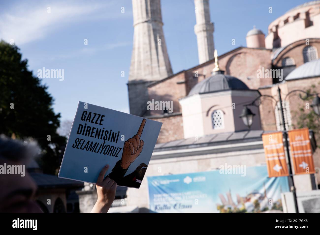 Pro-Palestinian and anti-Israel protests in front of Hagia Sophia Grand ...