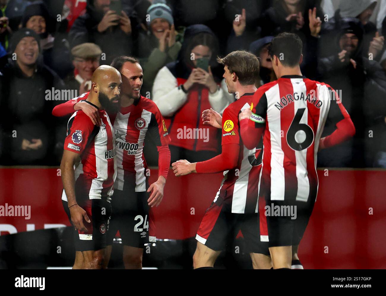 Brentford's Bryan Mbeumo celebrates scoring their side's first goal of ...