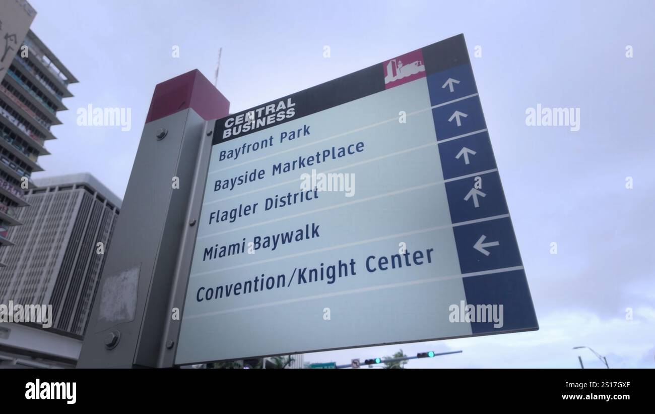 Bayfront Park directional signs in Downtown Miami - MIAMI, FLORIDA ...