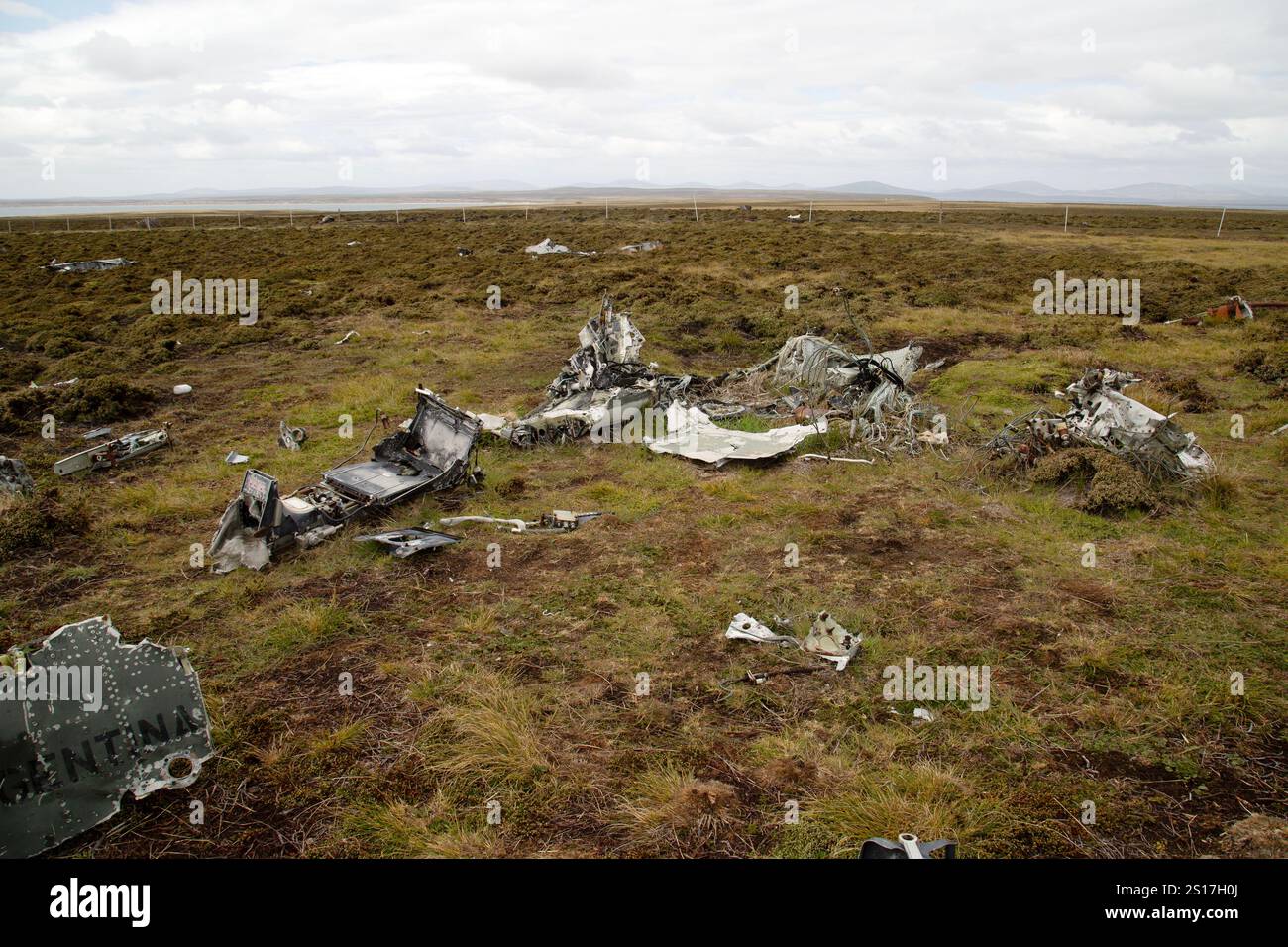 Crash wreckage of C-430 Argentine Dagger aircraft, Pebble Island, the ...