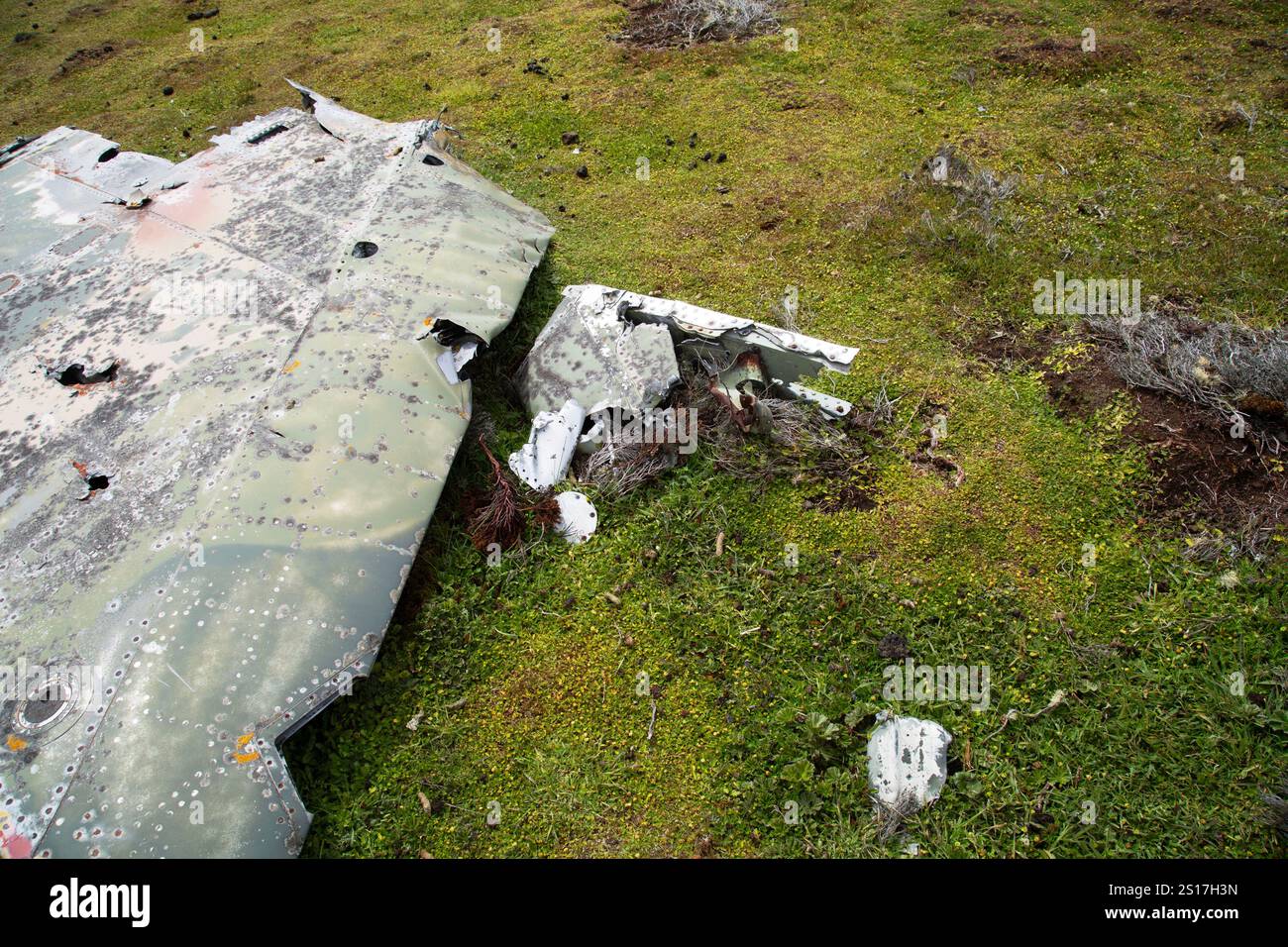Wing and flap sections in crash wreckage of C-437 an Argentine Dagger ...