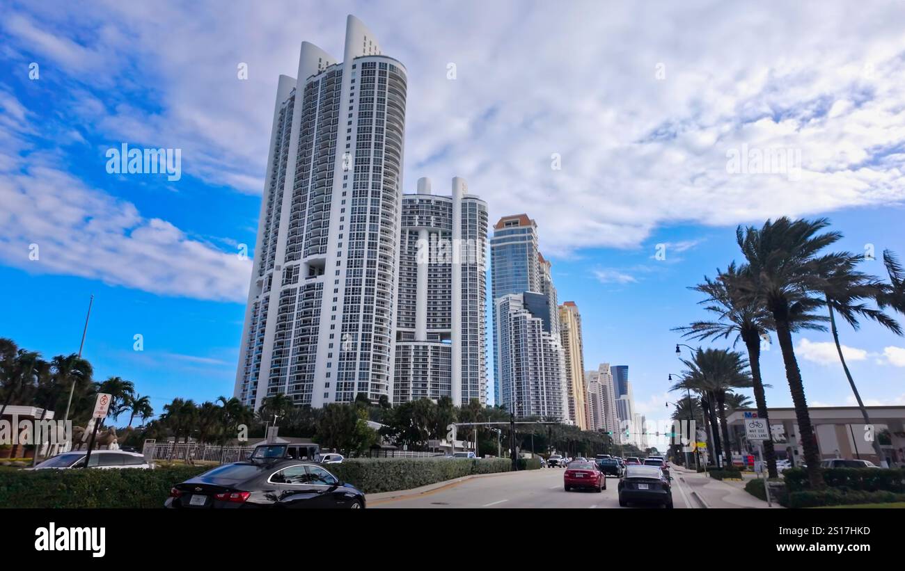 Iconic high-rise buildings and luxury apartments in Miami Beach Florida ...