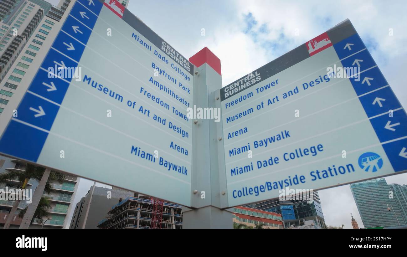 Directional signs in Downtown Miami - MIAMI, FLORIDA - NOVEMBER 5, 2024 ...