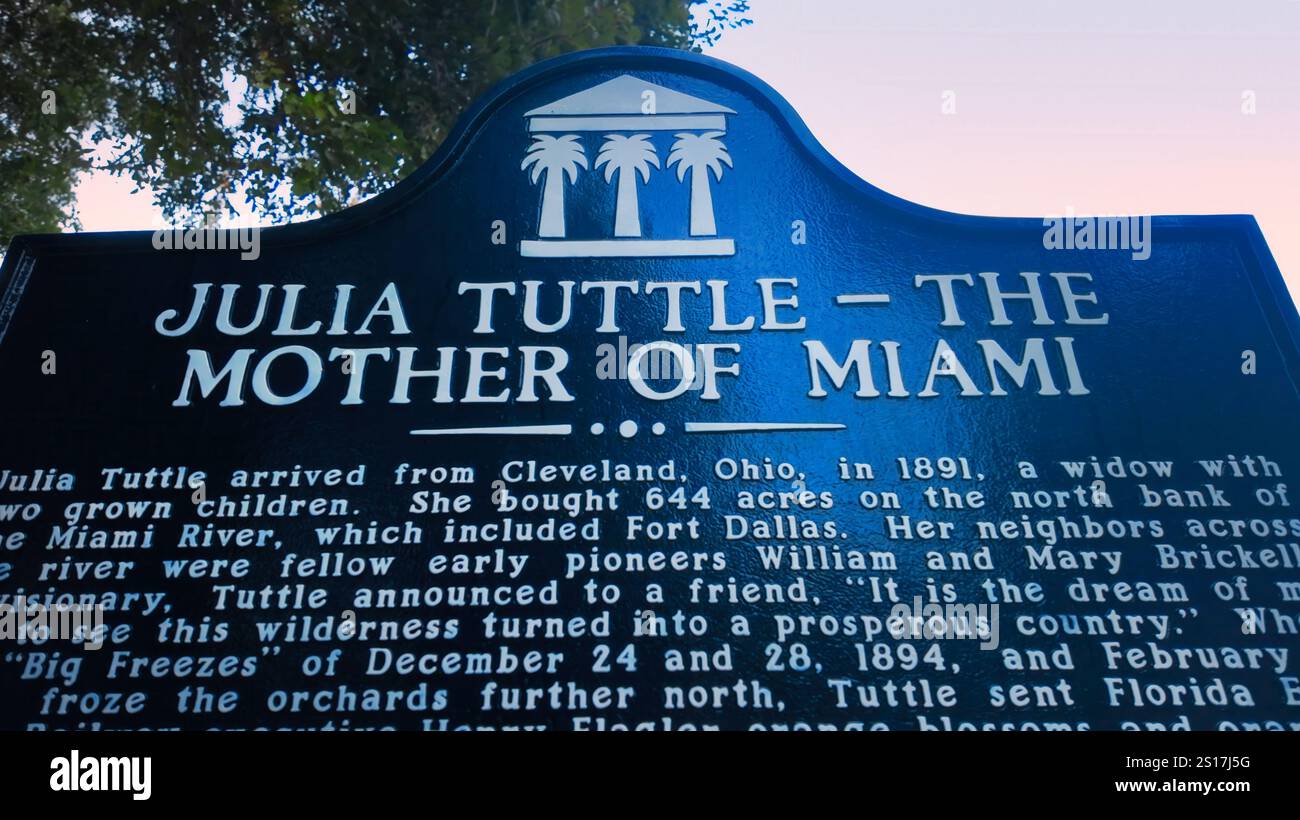 Julia Tuttle the mother of Miami - information board - MIAMI, FLORIDA - NOVEMBER 5, 2024 Stock ...