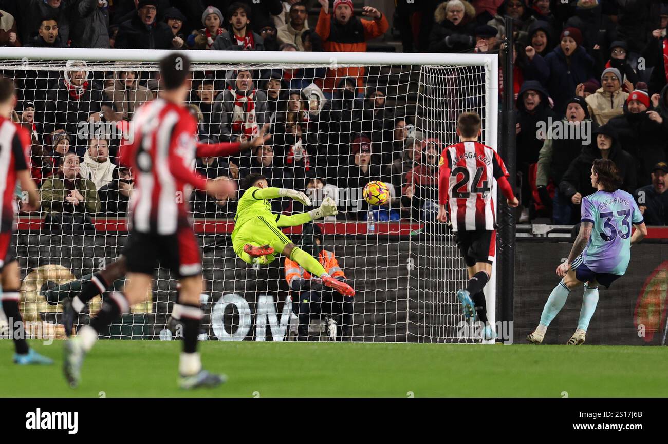 London, England, 1st January 2025. David Raya of Arsenal clears the ...