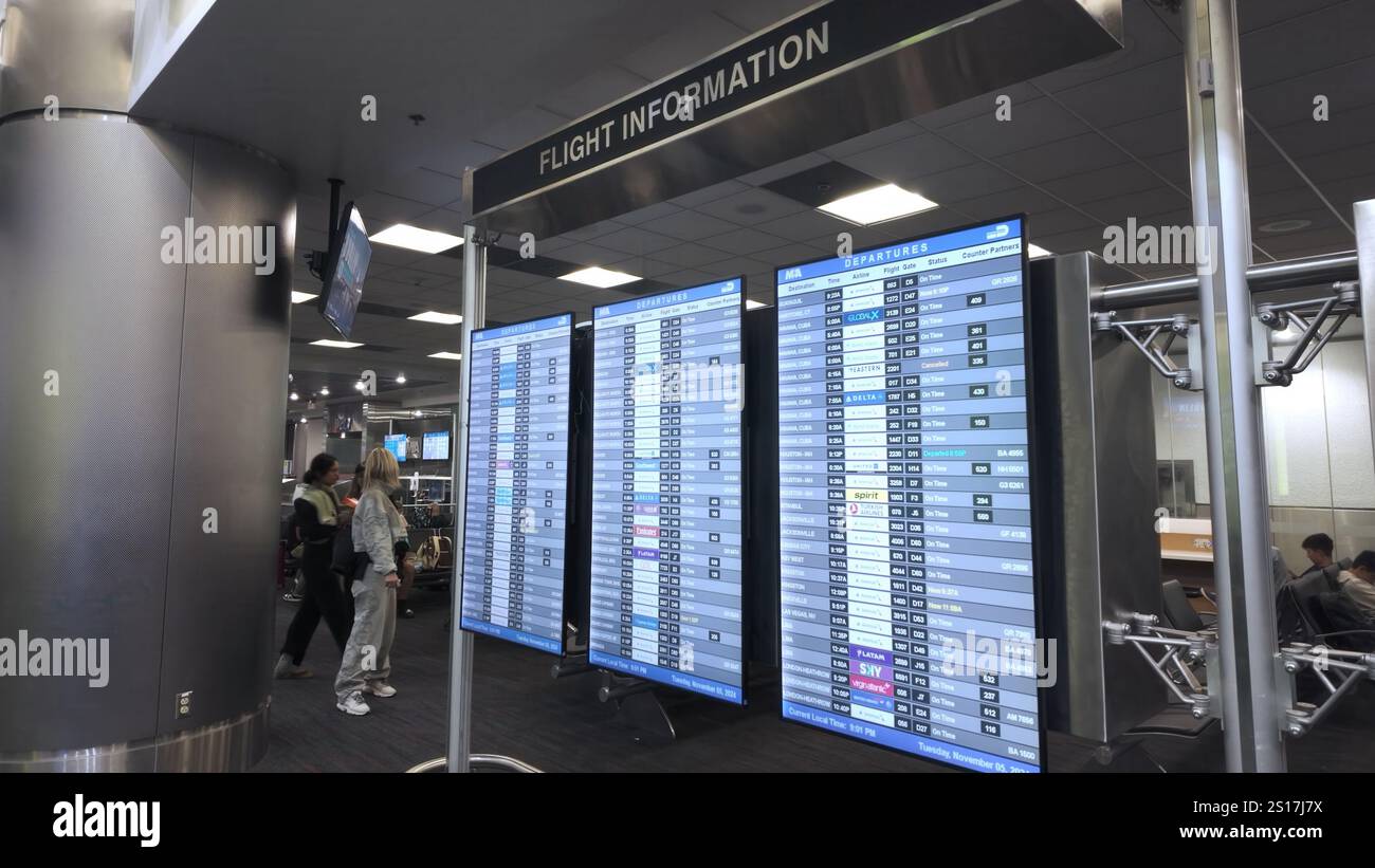 Miami International Airport - Departure Screens - MIAMI, UNITED STATES ...