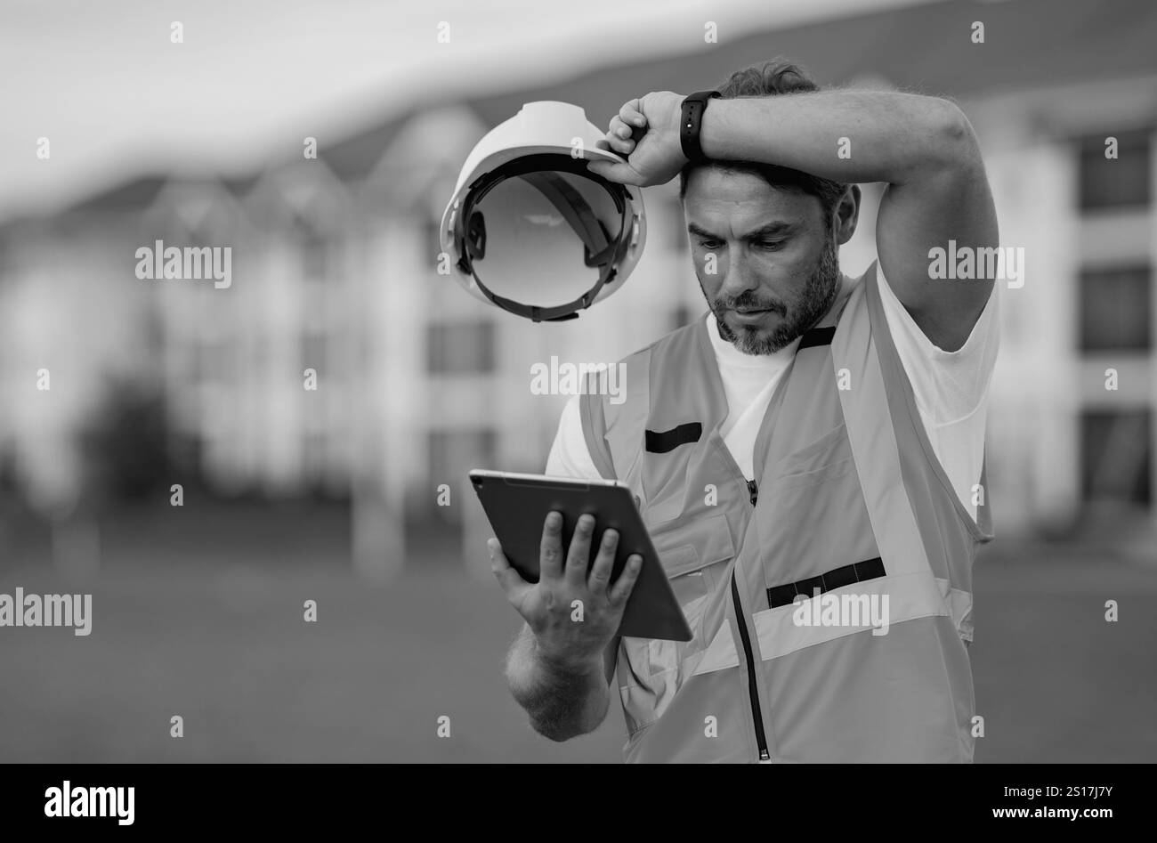 Professional male civil engineer using Black and White Stock Photos ...