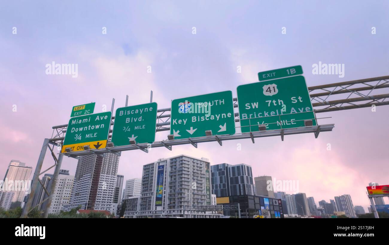 Key Biscayne directional signs on the highway - MIAMI, FLORIDA ...