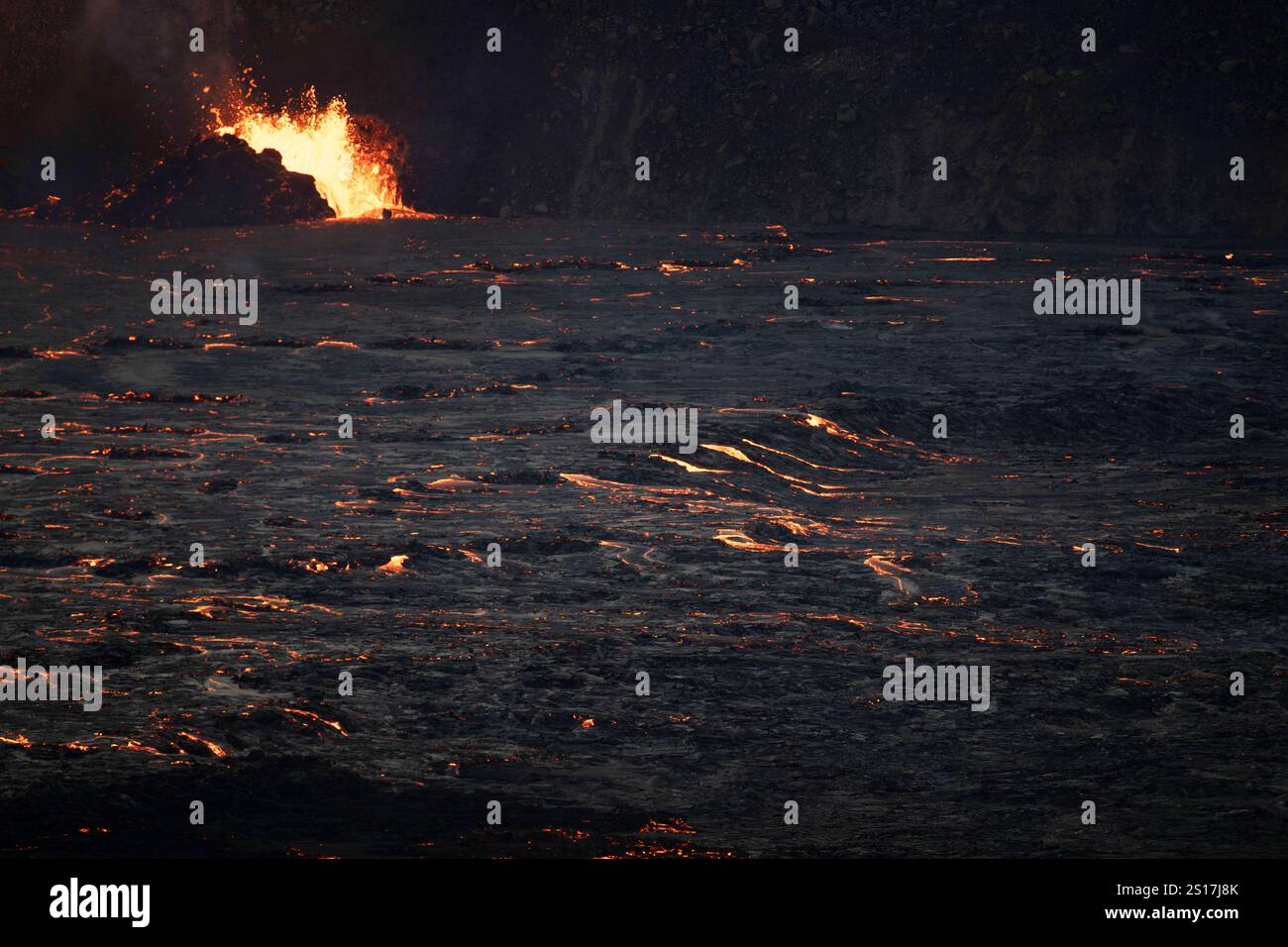 Carbondale, Colorado, USA. 30th Dec, 2024. Fiery lava fountains light ...
