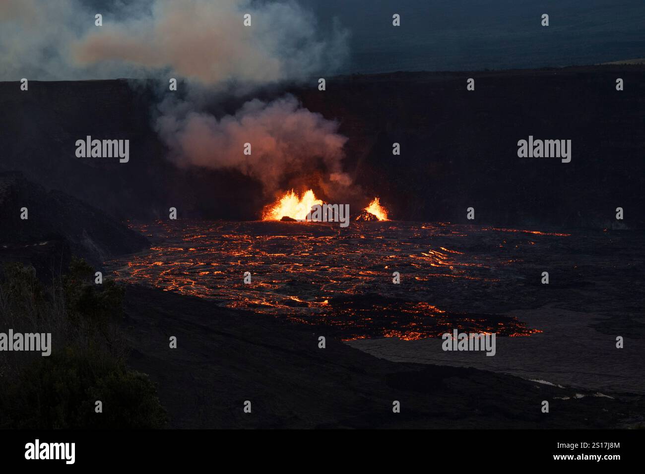 Carbondale, Colorado, USA. 30th Dec, 2024. Fiery lava fountains light ...