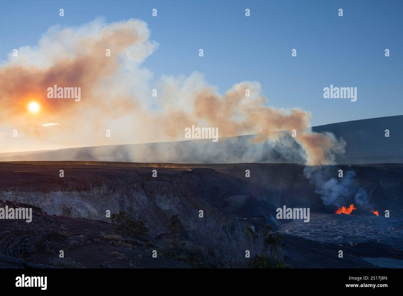 Carbondale, Colorado, USA. 30th Dec, 2024. Fiery lava fountains light ...