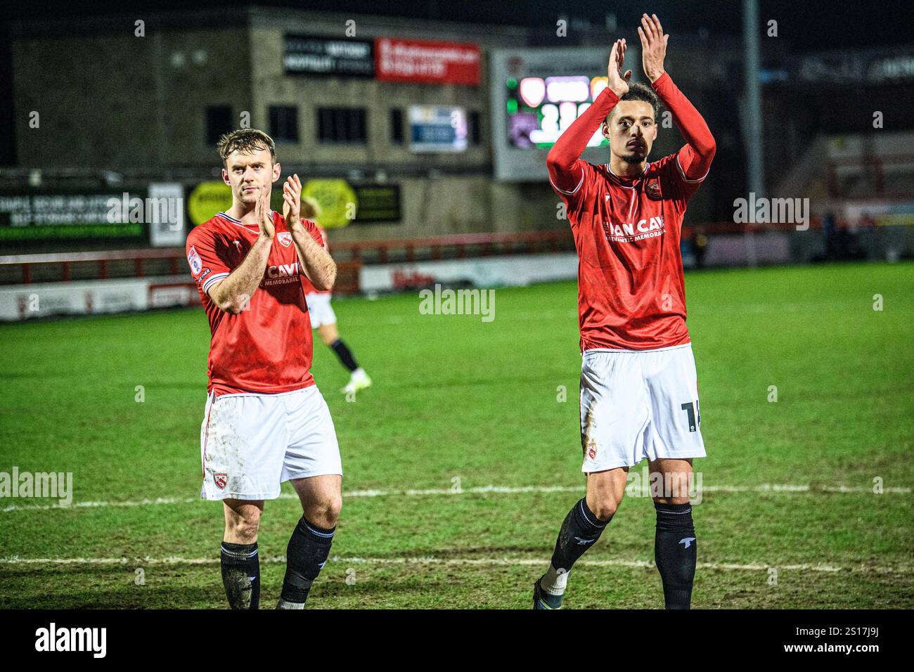 Morecambe FC players applaud the crowd for their support during the Sky ...