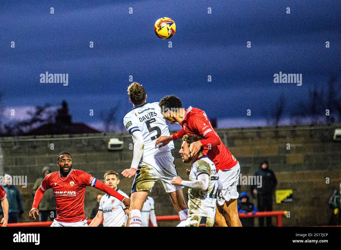 Tom Davies of Tranmere Rovers FC heads the ball away during the Sky Bet ...