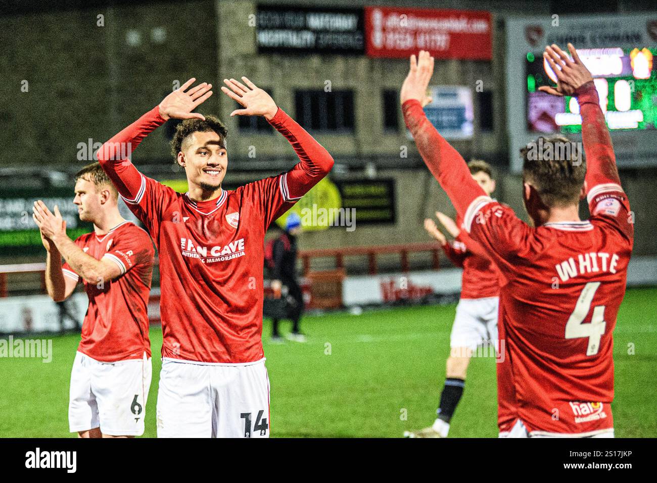 Morecambe FC players applaud the crowd for their support during the Sky ...