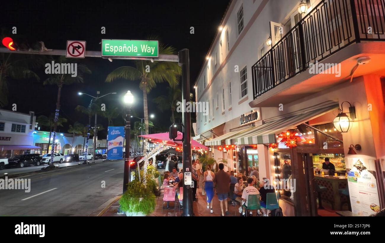 Famous Espanola Way in Miami Beach is very popular at night - MIAMI ...