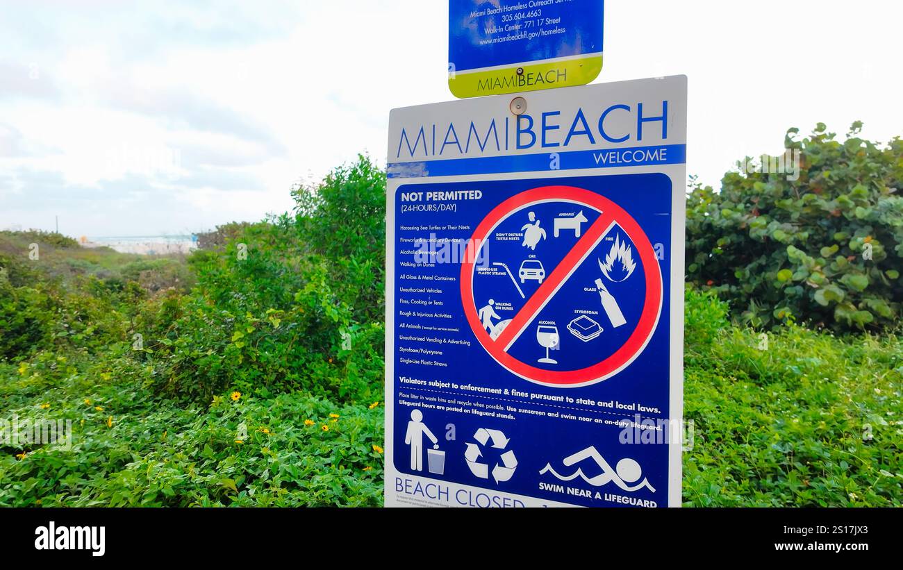 Miami Beach Welcome sign at South Beach - MIAMI, UNITED STATES ...