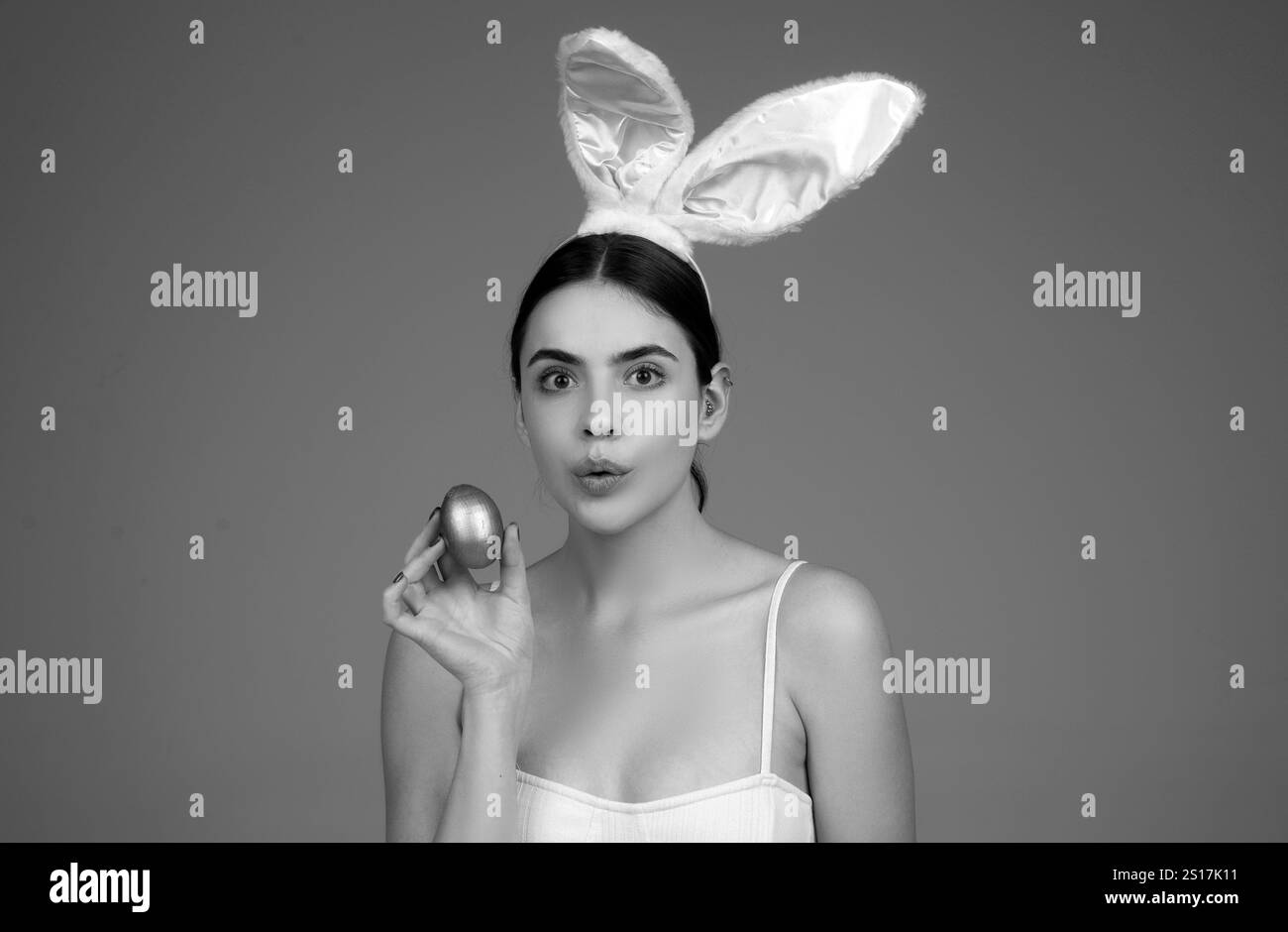 Rabbit woman cute girl Black and White Stock Photos & Images - Alamy