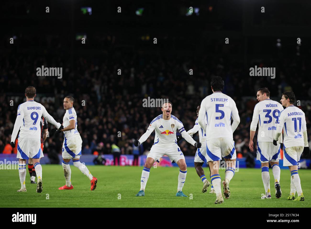 Ethan Ampadu (Leeds United) celebrates his team's first goal with ...
