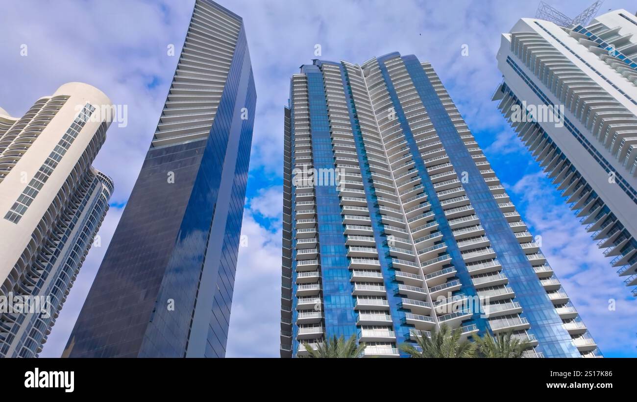 Iconic high-rise buildings and luxury apartments in Miami Beach Florida ...