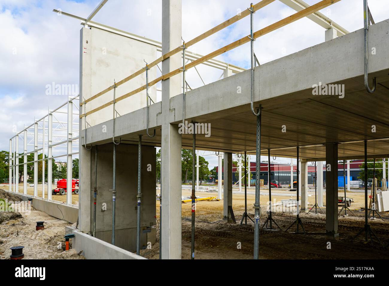 Construction site of a new modern reinforced concrete and metal ...