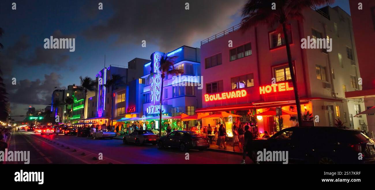 Ocean Drive South Beach in Miami Beach Florida by night - MIAMI ...