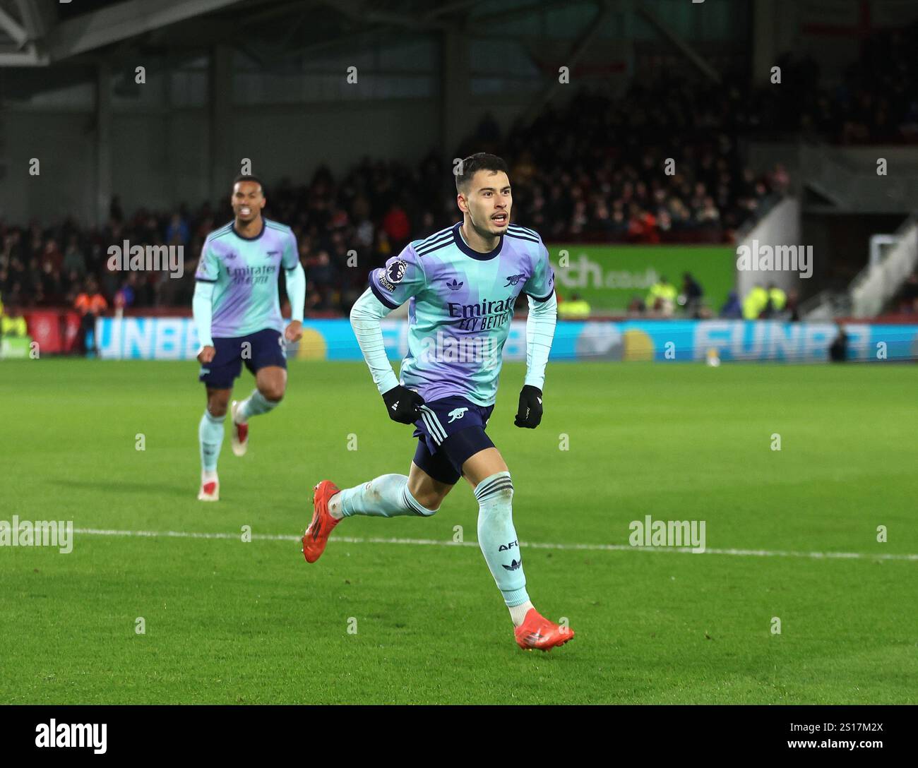 Arsenal’s Gabriel Martinelli celebrates scoring their side's third goal ...