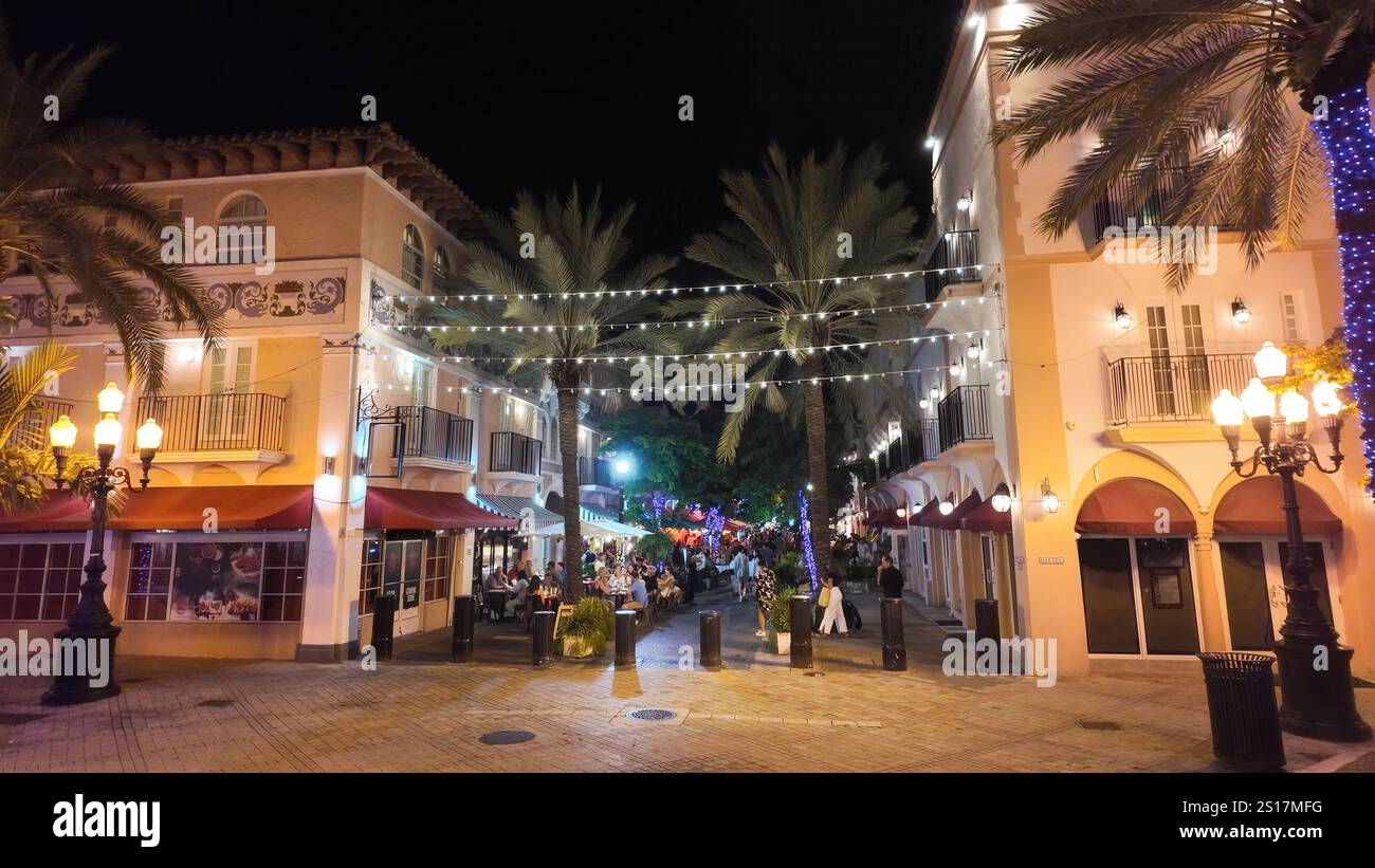 Famous Espanola Way in Miami Beach is very popular at night - MIAMI ...