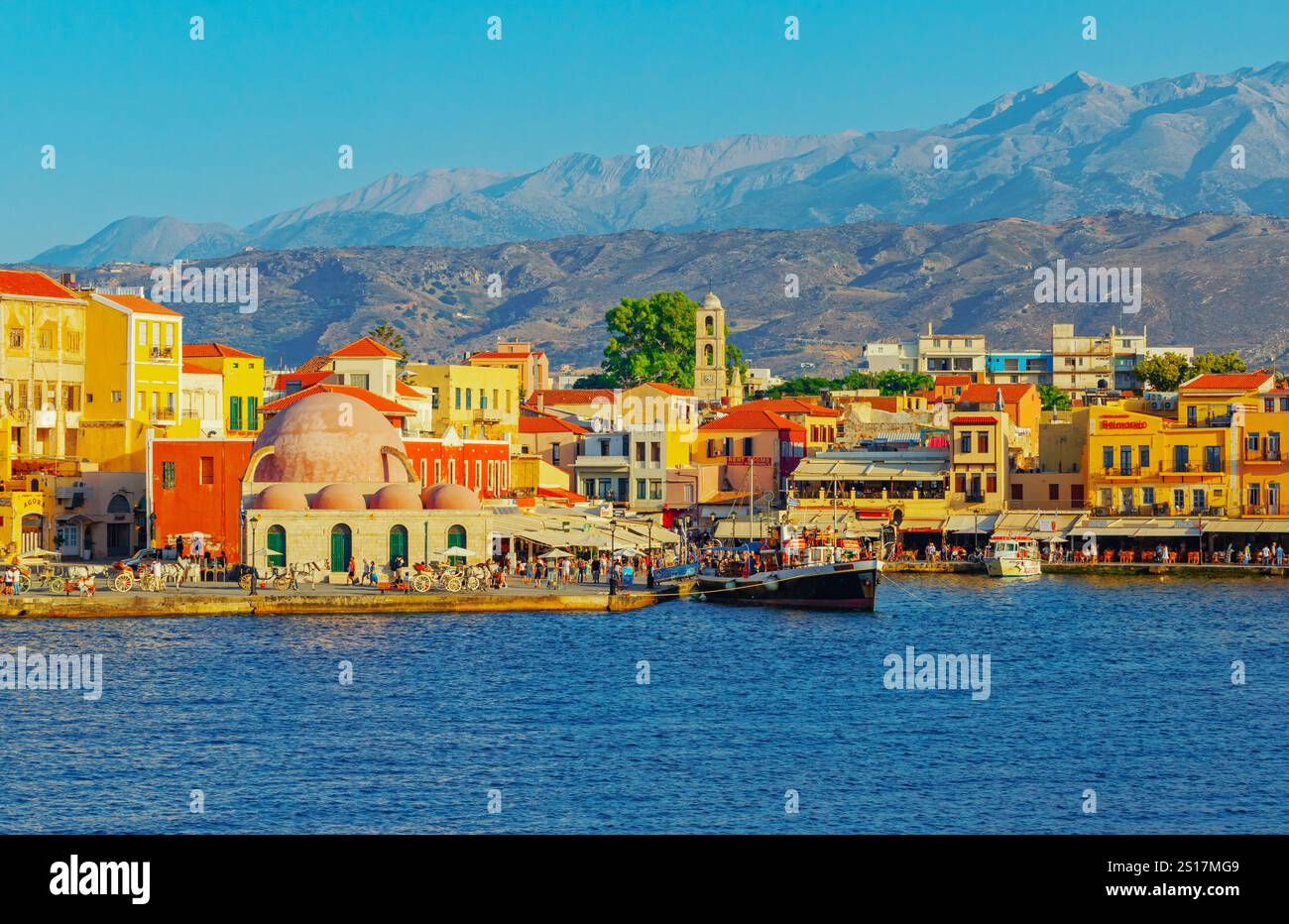 View of the old Venetian Harbour, Chania, Crete, Greek Islands, Greece ...
