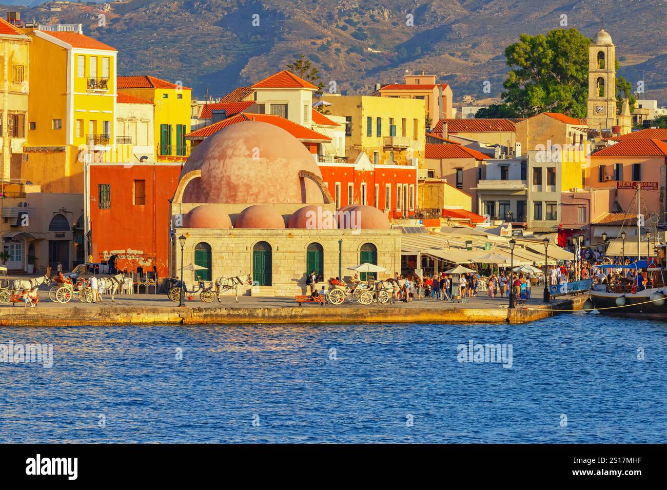 View of the old Venetian Harbour, Chania, Crete, Greek Islands, Greece ...
