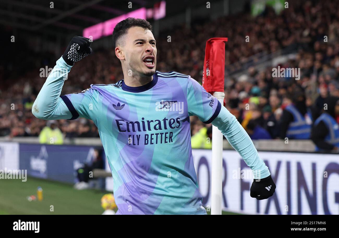 London, UK. 1st Jan, 2025. Gabriel Martinelli of Arsenal celebrates ...