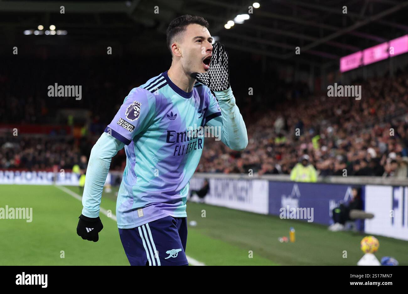 London, UK. 1st Jan, 2025. Gabriel Martinelli of Arsenal celebrates ...