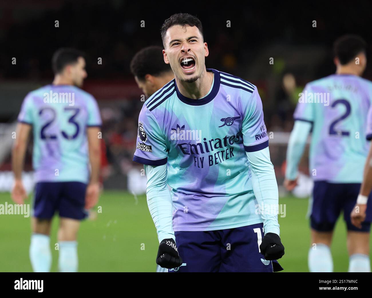 London, UK. 1st Jan, 2025. Gabriel Martinelli of Arsenal celebrates ...