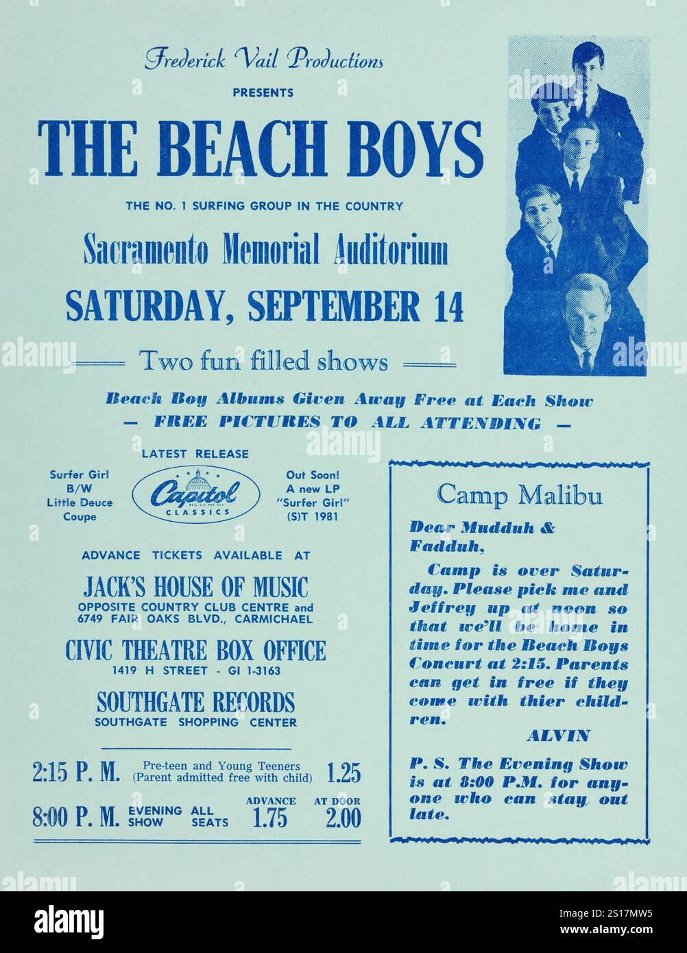 The Beach Boys - 1963 Sacramento, Camp Malibu, California - Two Fun ...